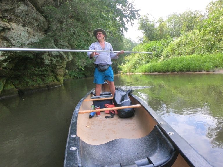 Kickapoo River canoe poling adventure in the Wisconsin Driftless Region